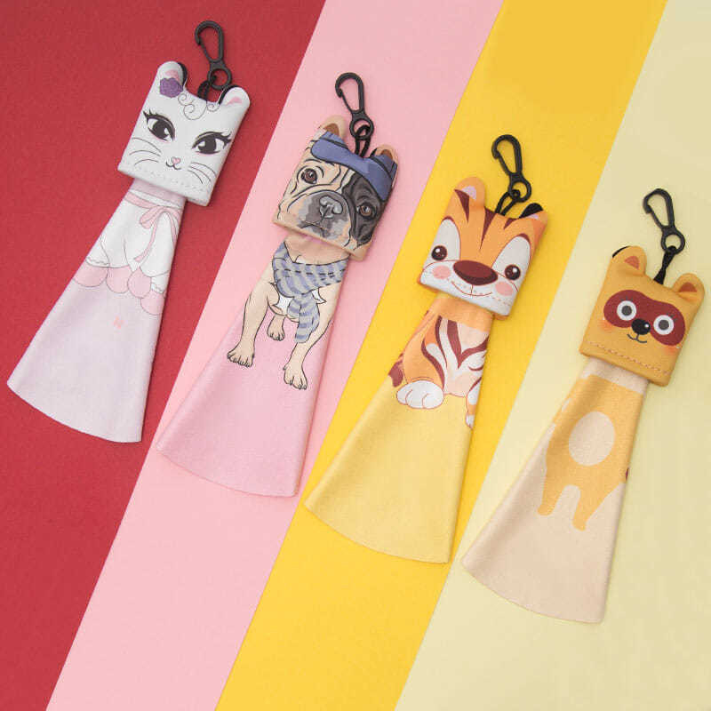 Glasses Cloth with Hooks Keychain Portable Glasses Wiping Cloth Glass ...