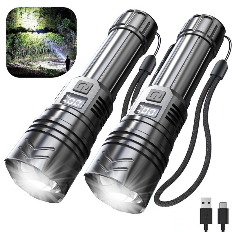 2024 New XHP50 Ultra Bright Flashlight Digital Electronic Display Light ...