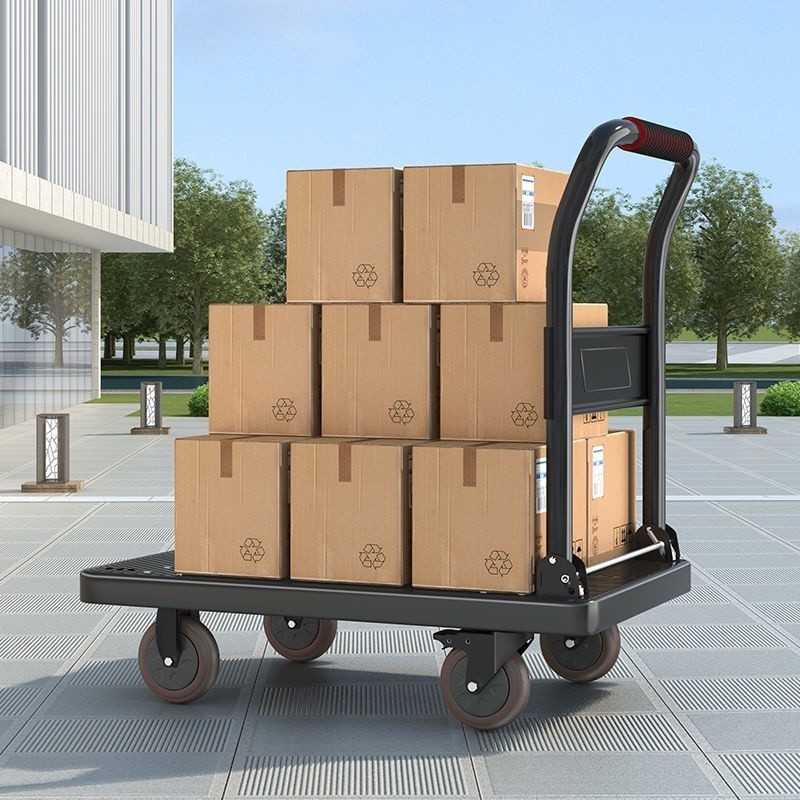Foldable Platform Trolley Thickened Trolley Bearing 100-400KG Pull Rod ...