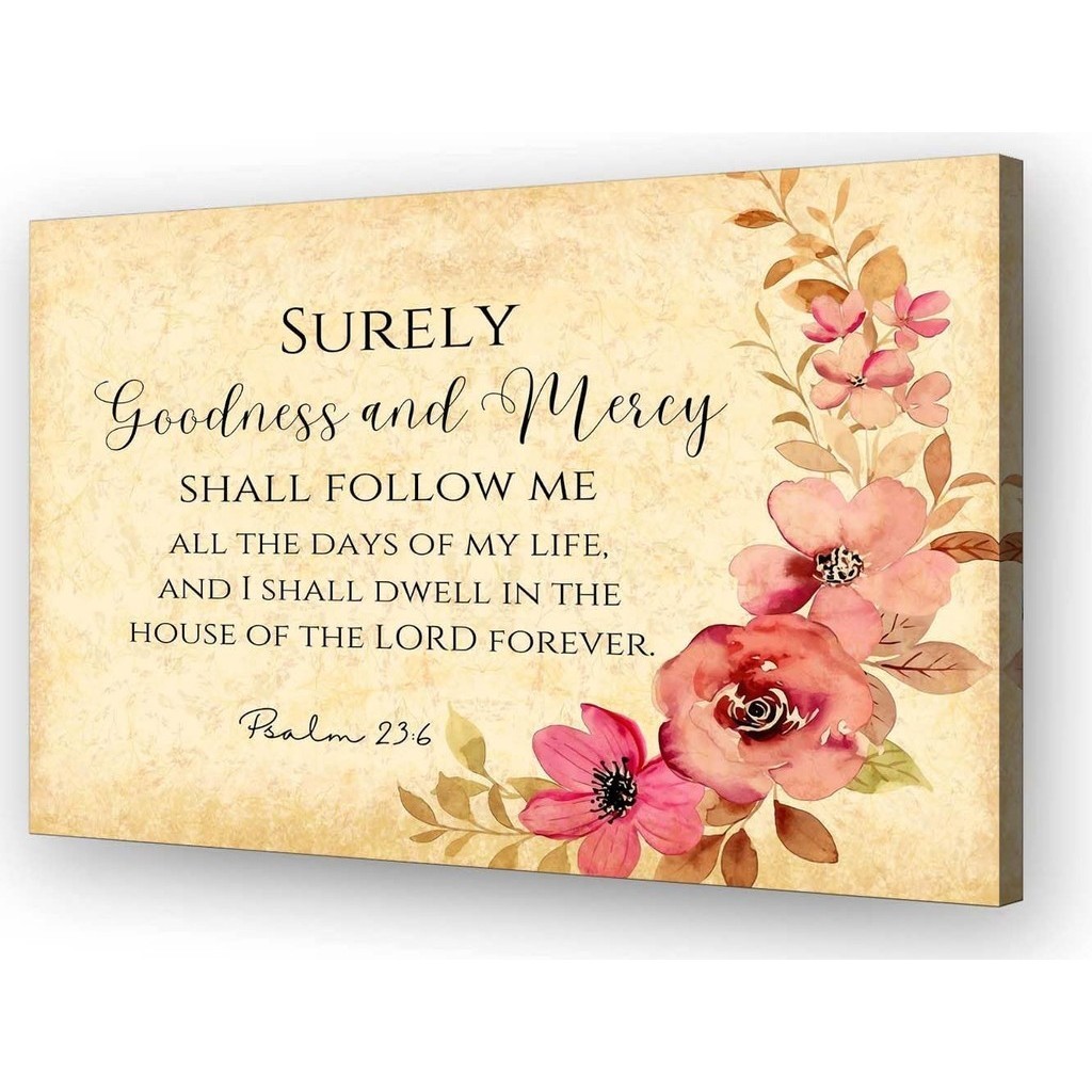 Psalm 23 6 Bible Verses Wall Art Surely Goodness and Mercy Motivational ...