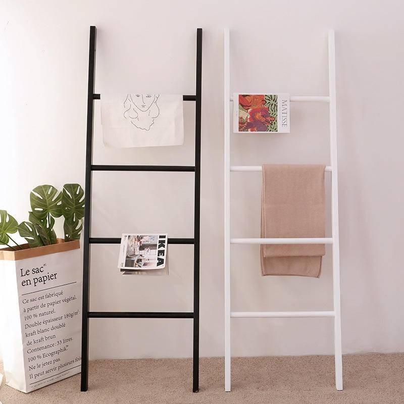 Solid Wood Ladder Rack Bedroom Floor-Standing Clothes Hanger Towel Rack ...