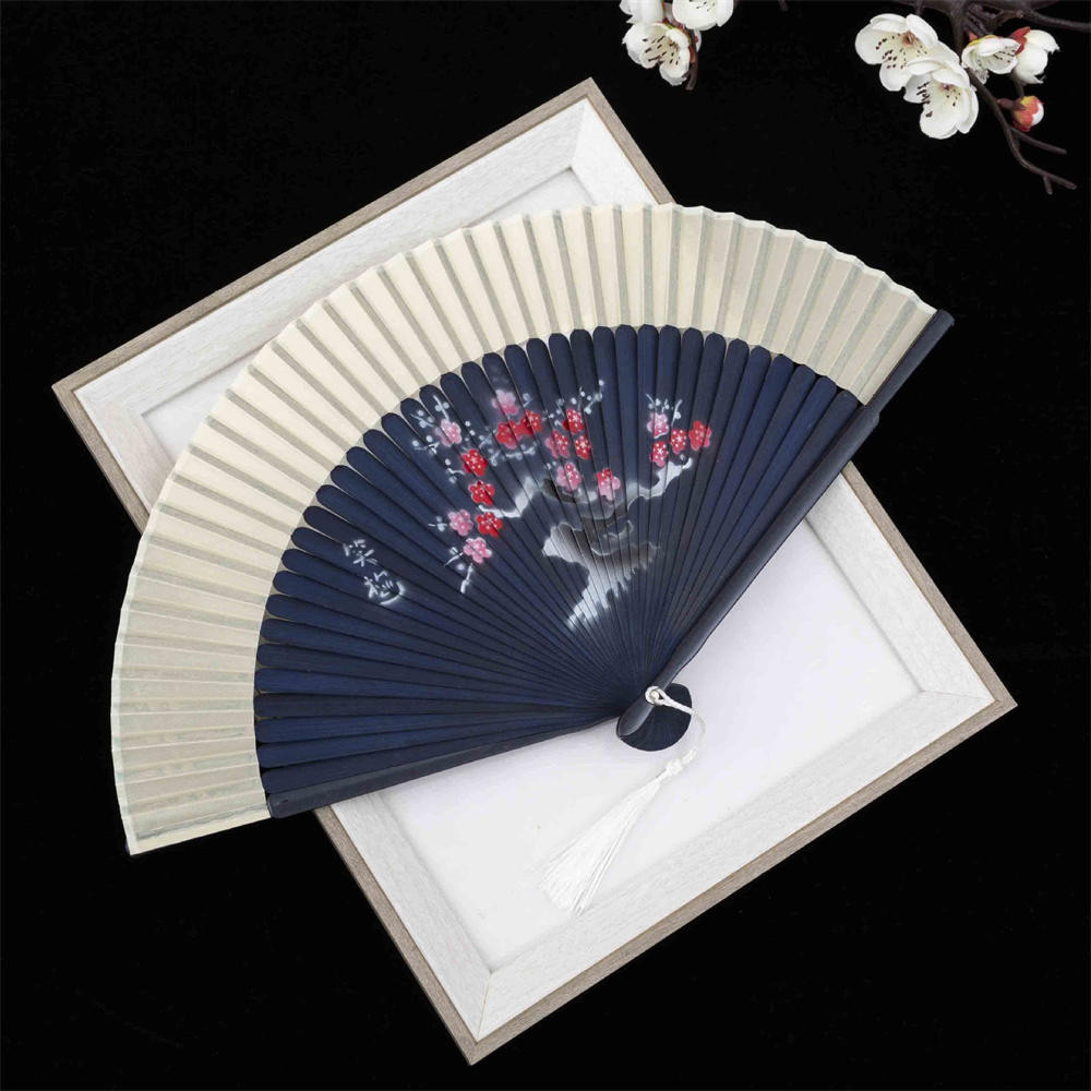 Folding Hand Fan for Women - Chinese Japanese Vintage Bamboo Silk Fan ...