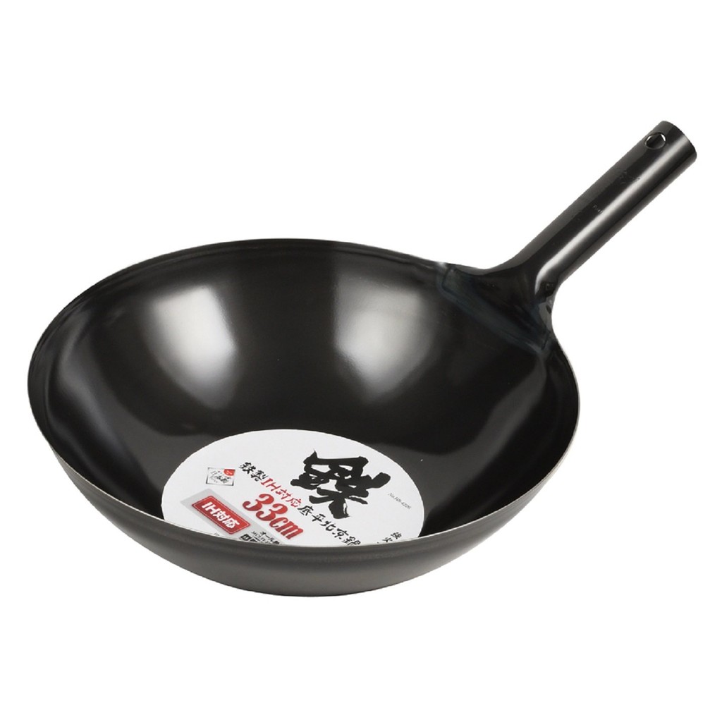 Pearl Metal Wok Black 33cm Iron, IH compatible, flat bottom Peking Pot HB-4226 | Shopee Singapore