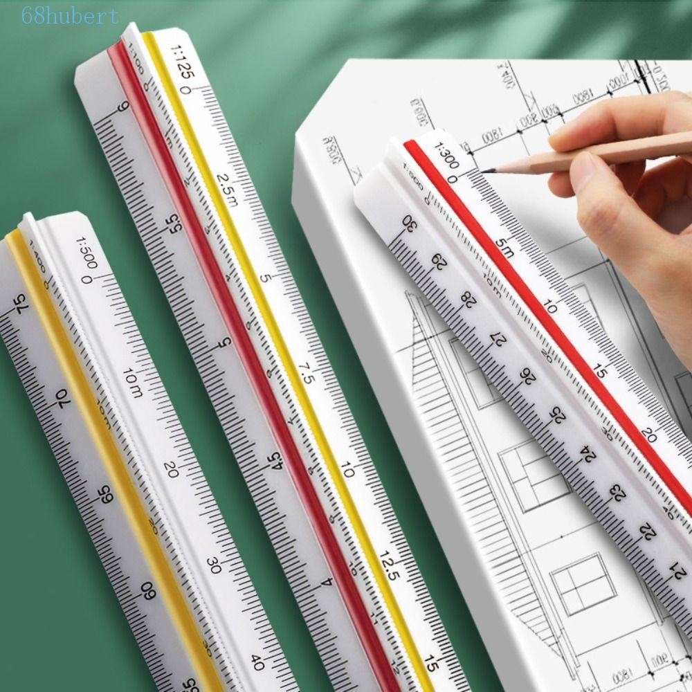 HUBERT Triangular Scale Ruler, 30cm Measuring Drawing Ruler, Stationery ...