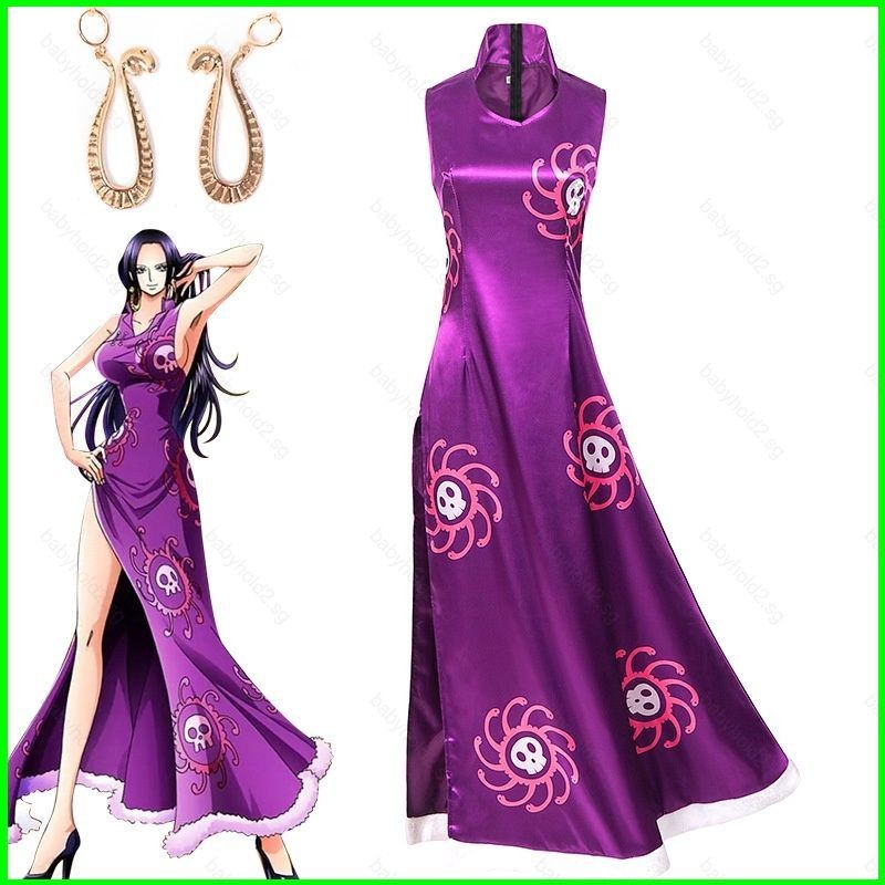 Anime ONE PIECE Boa Hancock Cosplay Cheongsam Earring Costume Women ...