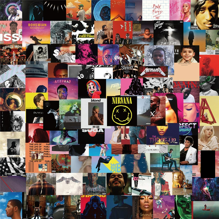 100Pcs/Set ♬ Music Album Cover Series 01 Mixed Stickers Waterproof DIY ...