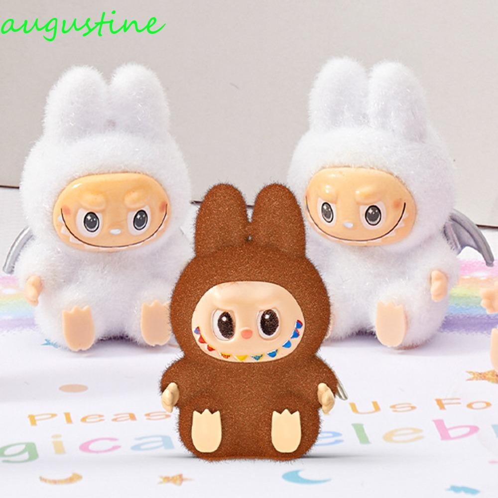 AUGUSTINE Angel Labubu Flocking Doll, Silver Wing Sitting Party Angel ...