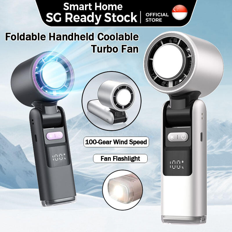 SG🔥 100-Gear Foldable Handheld High Speed Air Cooling Fan +Mini ...