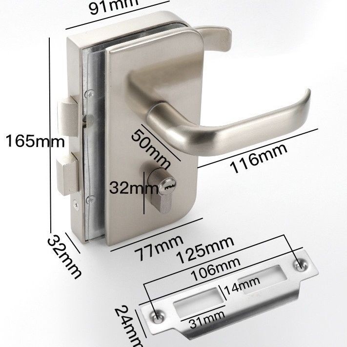 Office Glass Door Handle Lock Partition Sliding Door Lock Double Door ...