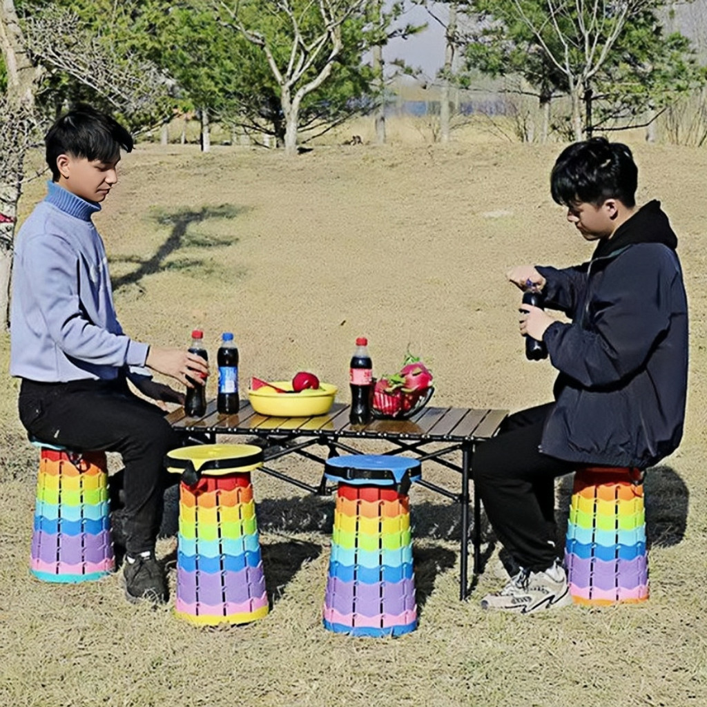 Outdoor Portable Folding Stool Chair Rainbow Folding Stool Adjustable ...