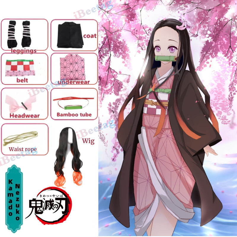 Demon Slayer Kamado Nezuko Kimono Suit Halloween Carnival Party Cosplay ...