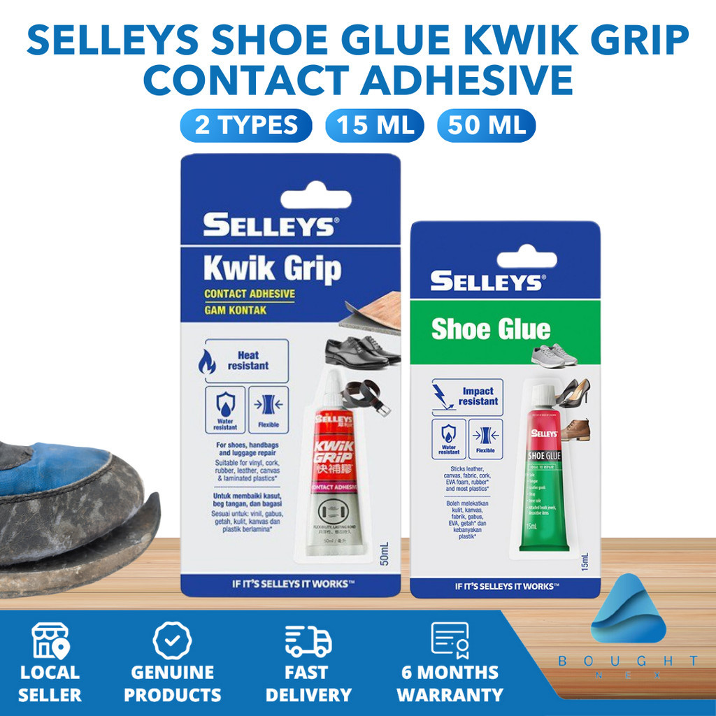 Selleys Shoe Glue Kwik Grip Contact Adhesive Strong Bond Weather Impact ...