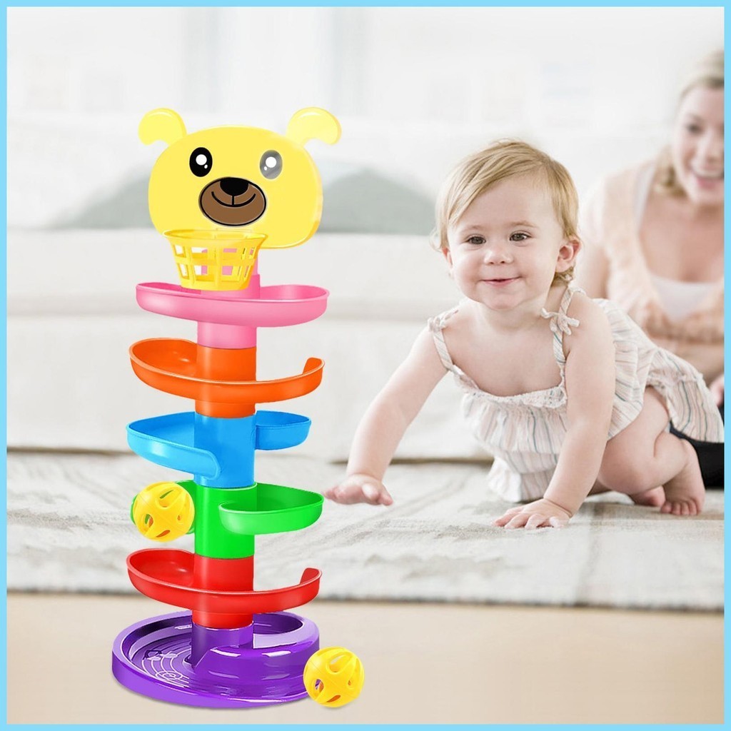 Ball Drop Toy 6 Layers Cute Stacking Tower Toy with 5 Rolling Balls ...