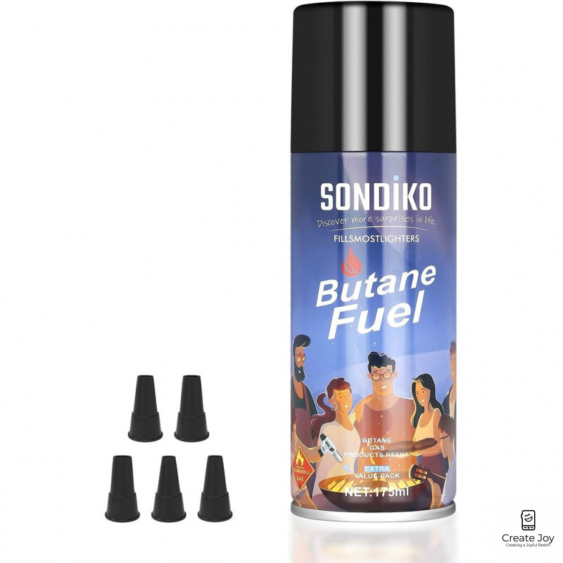 Sondiko Butane Refill, 175 ml, Butane Fuel Refill, Lighter Fluid Refill ...