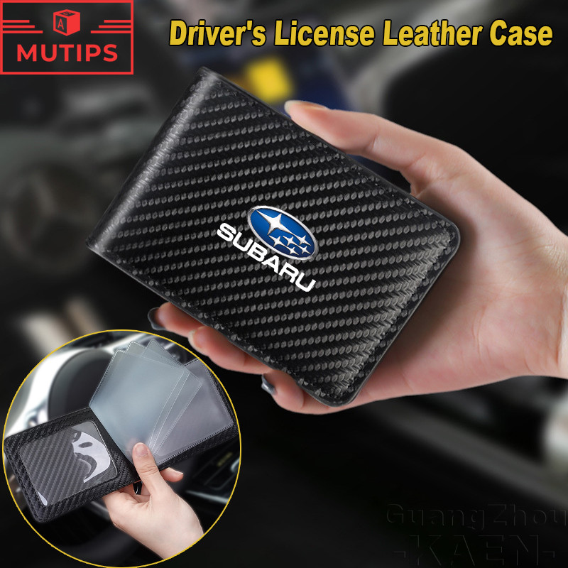 Subaru Men Wallet Bag Driver's License Leather Case Carbon Fibre Card ...