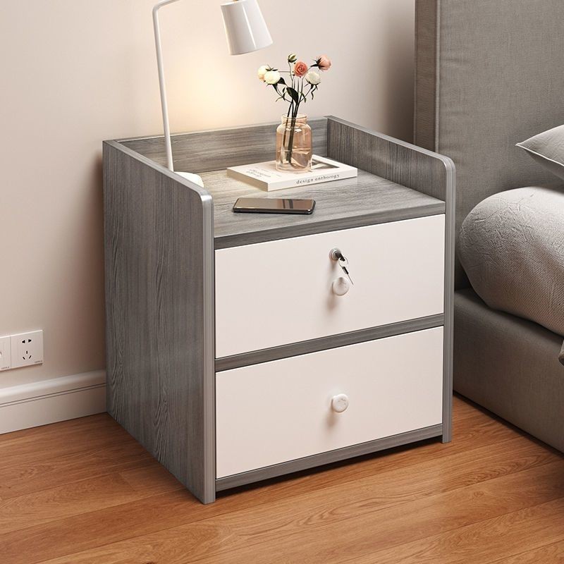 Bedside Cabinet Bedroom Nightstand Bedroom Household Lockable Drawer ...