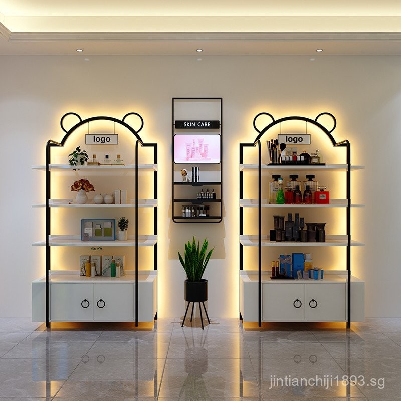 Cosmetics Display Cabinet Beauty Salon Shelf Light Luxury Figurine Nail Salon Display Cabinet ...