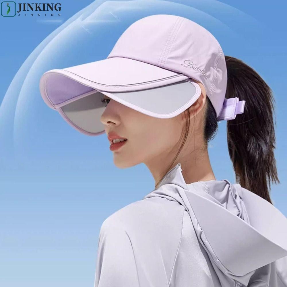 JINKING Sunscreen Baseball Hat, Wide Brim UV Protection Retractable Sun ...
