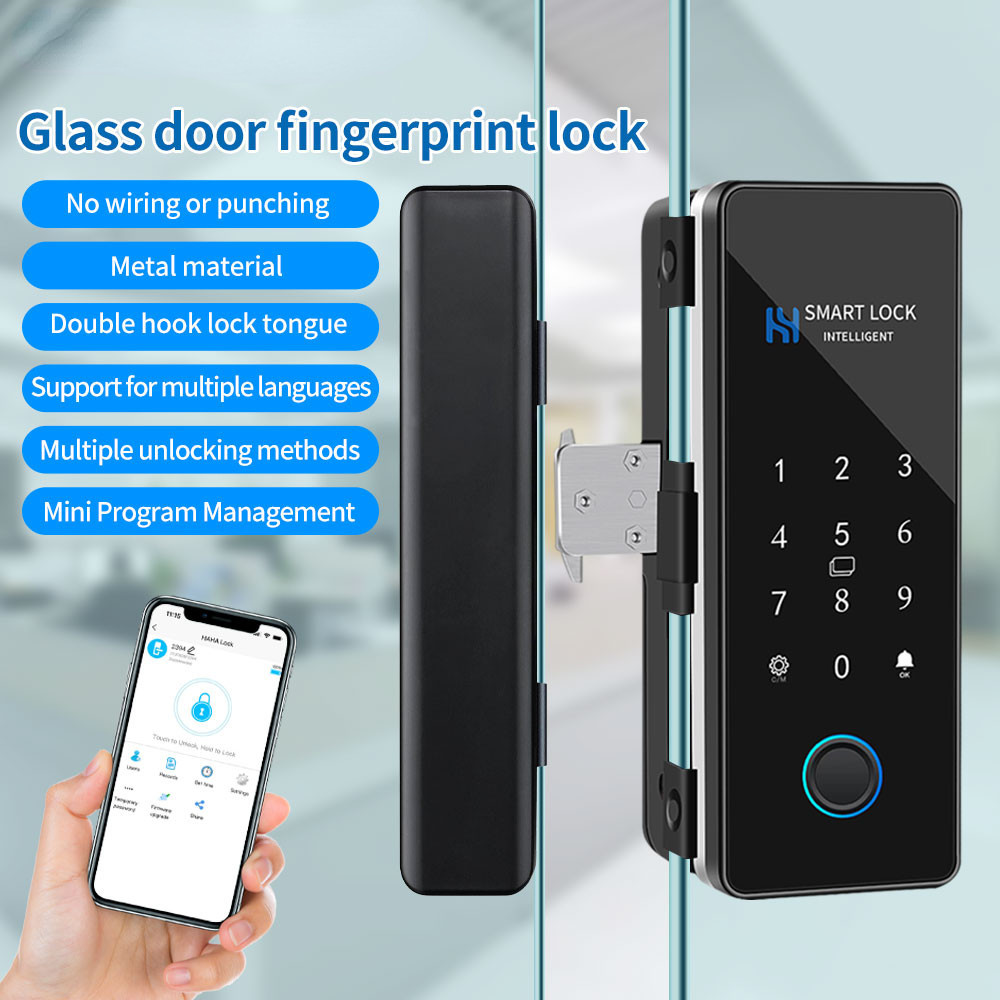Electronic Digital Lock Glass Door Fingerprint Lock Bluetooth Password ...