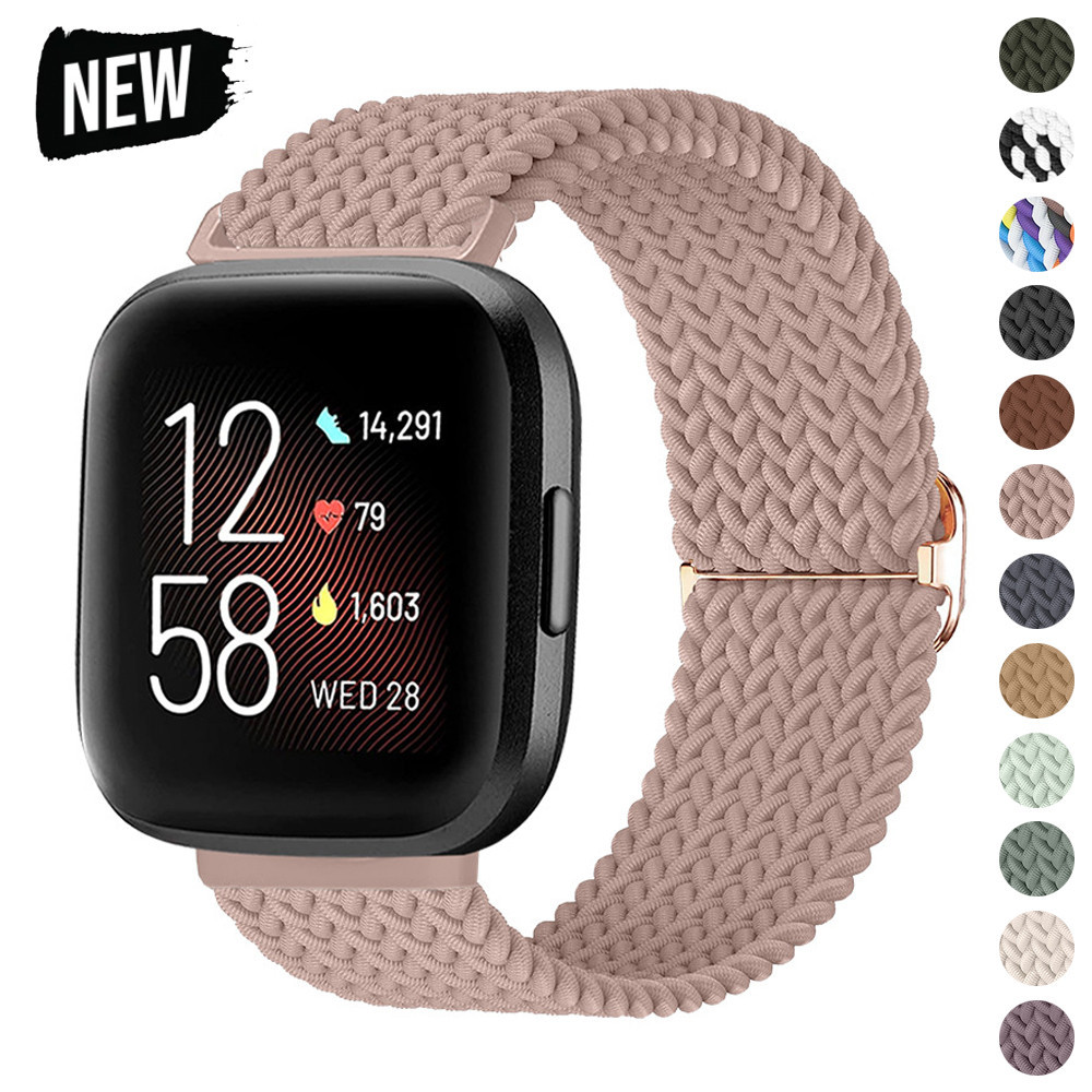 Strap for Fitbit Versa3 4 Band Braided Solo Loop Adjustable Wristband ...