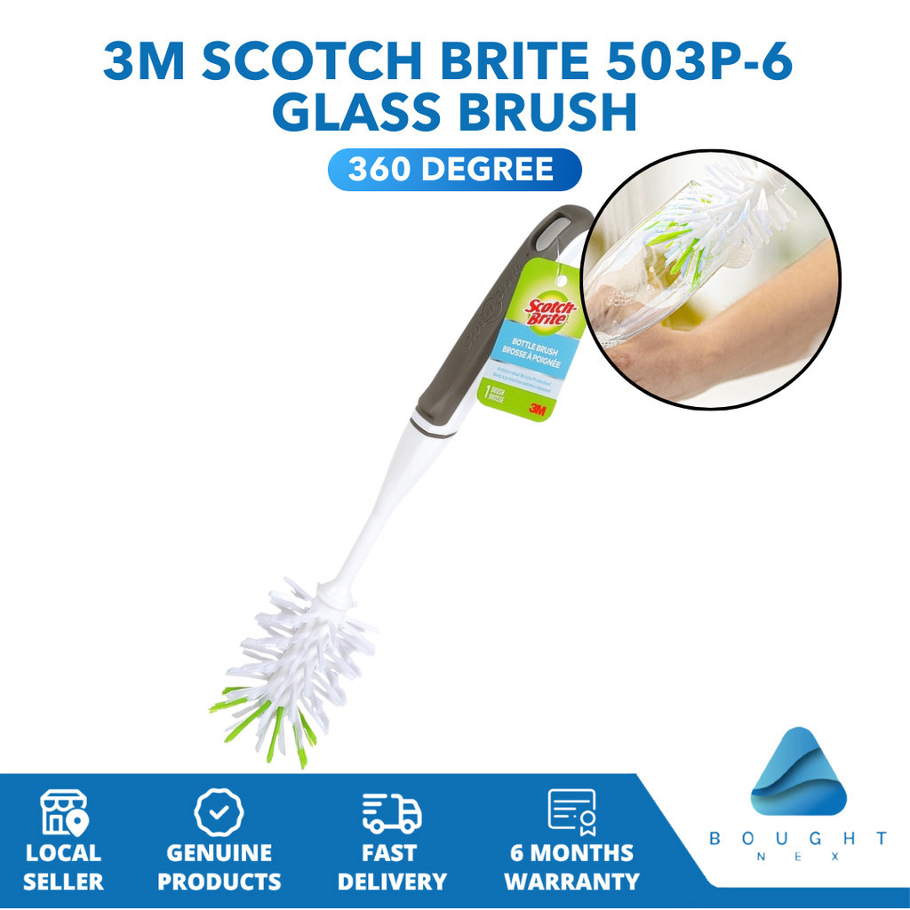 3M Scotch Brite 503P-6 Glass Brush, Premium Quality, 360 Degree Brush ...