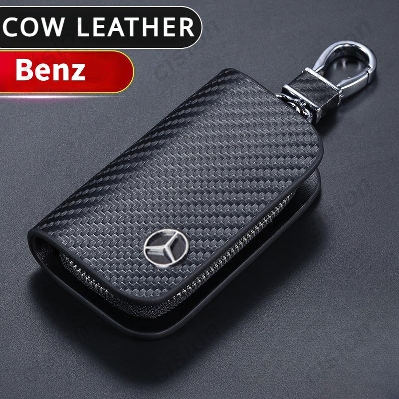 Carbon Fiber Style Leather Car Key Case Cover Holder Bag Pouch Wallet ...