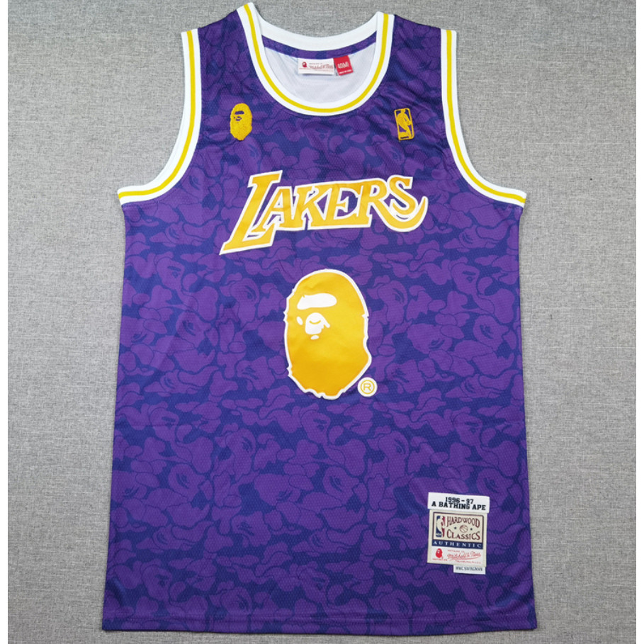 new NBA men's Los Angeles Lakers # 93 BAPE Joint name embroidery ...