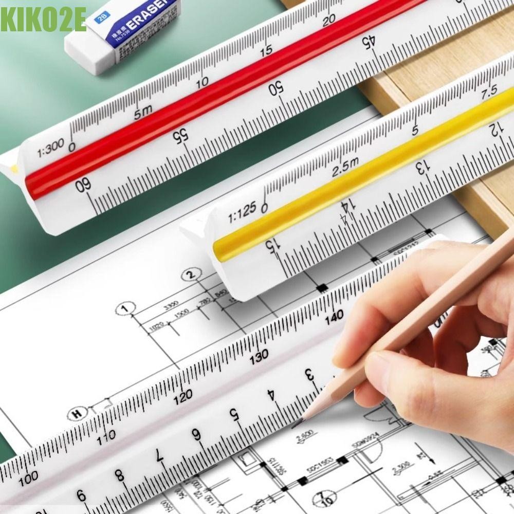 KIKO2E Triangular Scale Ruler, 30cm Measuring Drawing Ruler ...