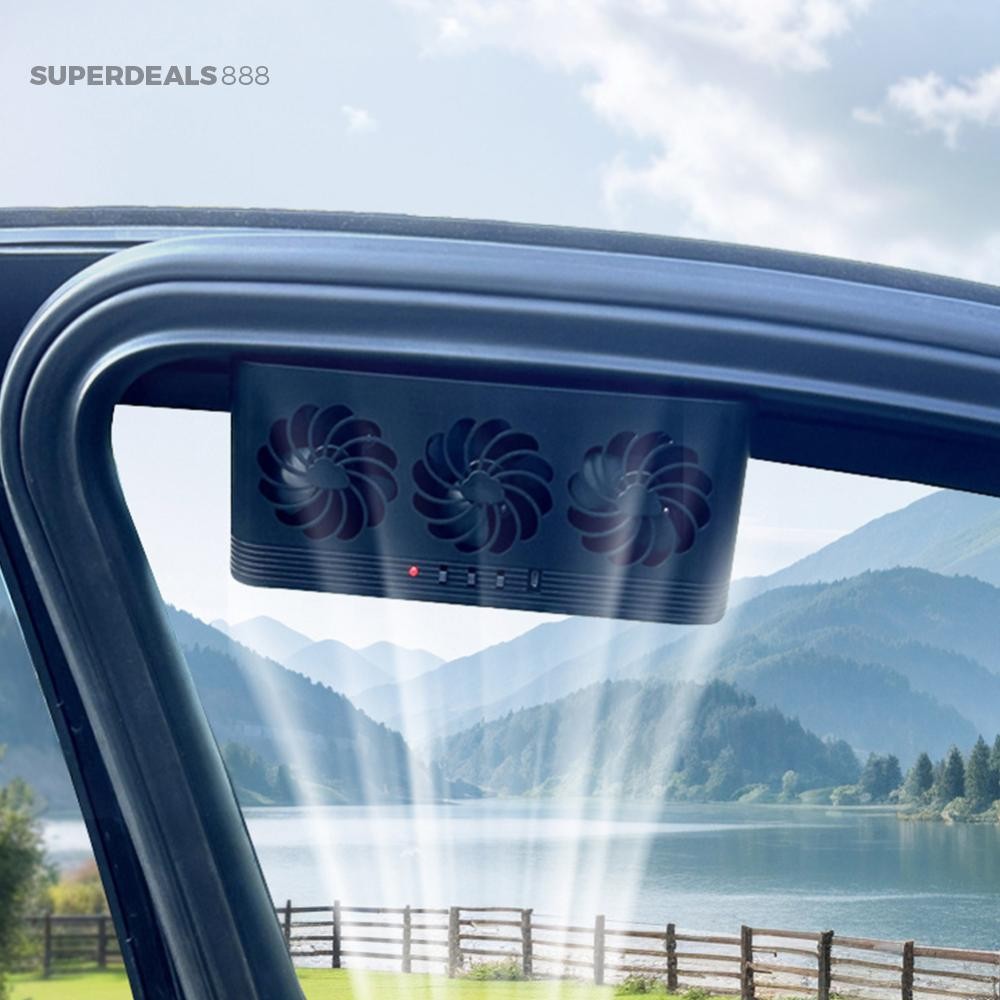 Solar Car Exhaust Fan with 3 Air Outlets Car Radiator Cooling Fan ...