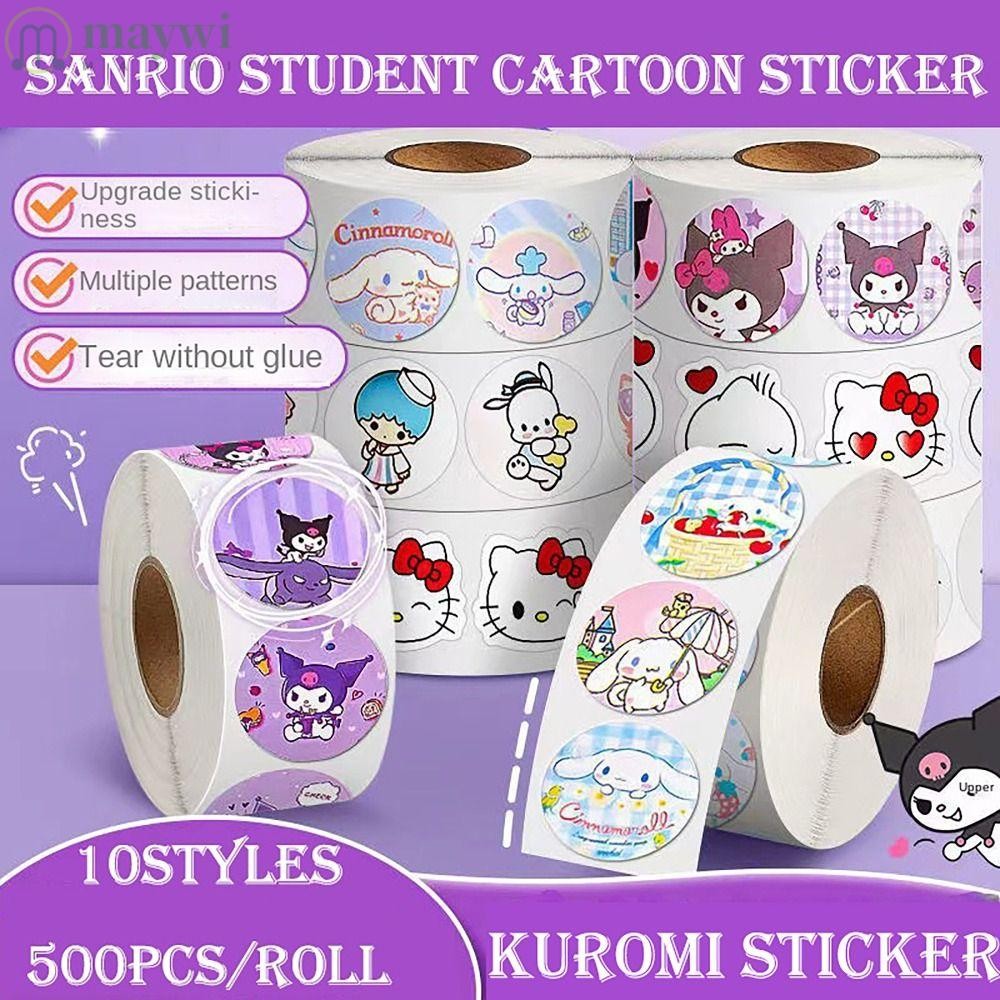 MAYWI 500Pcs/Roll Sanrio Stickers, Waterproof Cartoon Style Cartoon ...