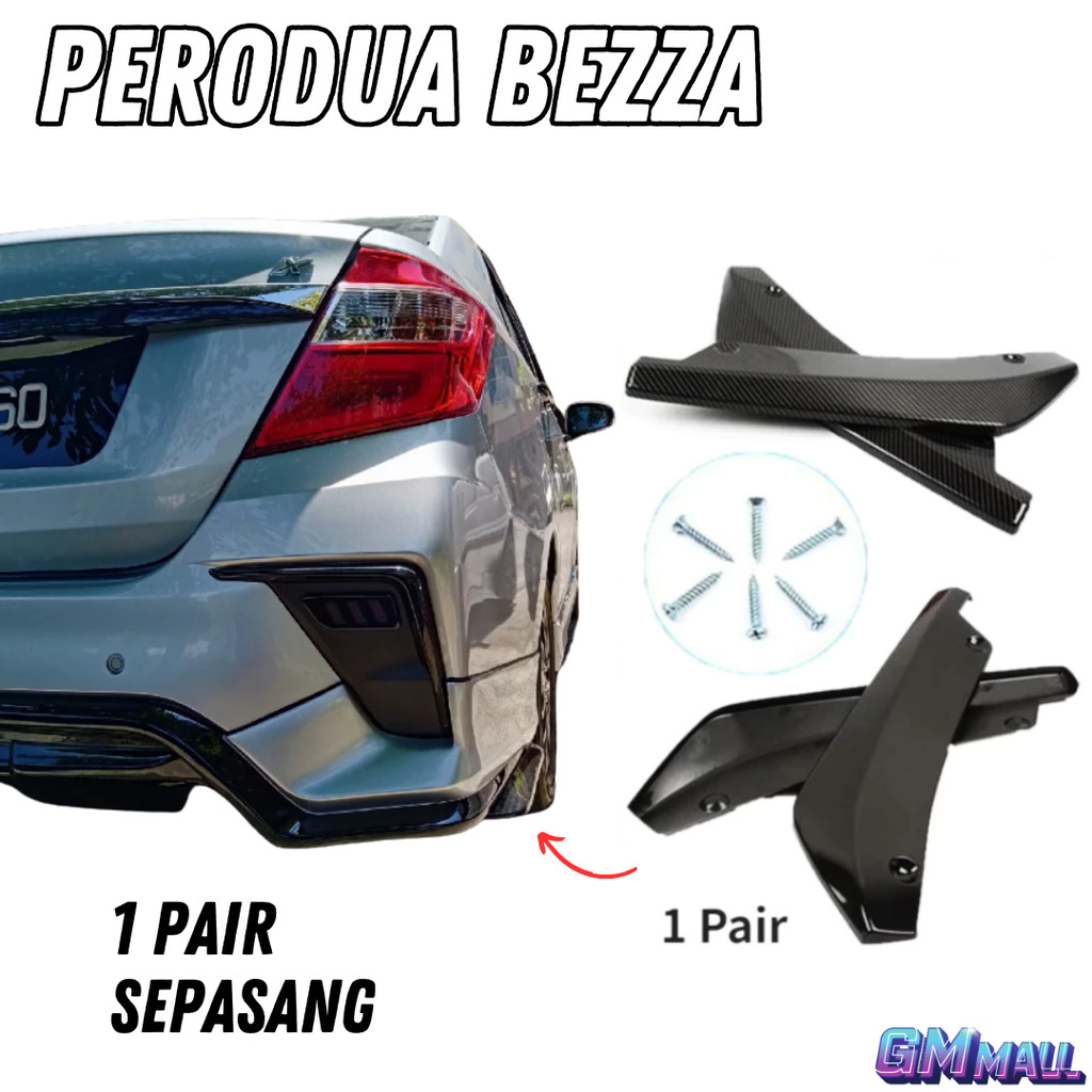 PERODUA BEZZA Front Rear Corner Bumper Lip Skirting Diffuser Splitter ...