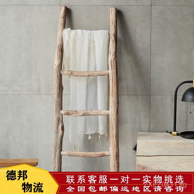 Branch Natural Wood Simple Storage Ladder Shelves Wooden Organizer ...