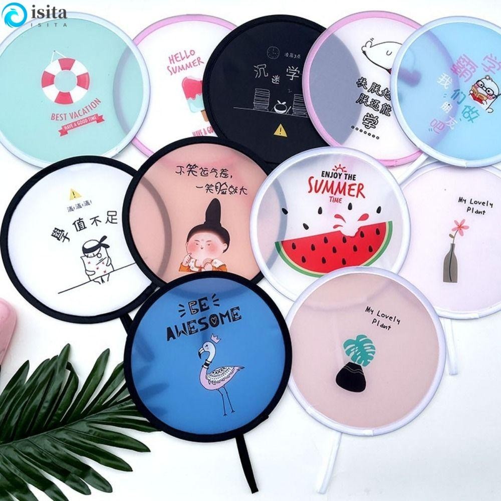 ISITA Mini Flying Disk Fan, Cartoon Decorative Folding Fans, Circular ...