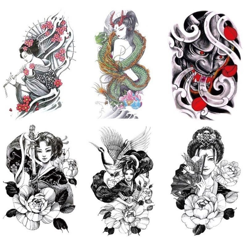 Flower arm waterproof and long-lasting tattoo sticker half arm tattoo ...