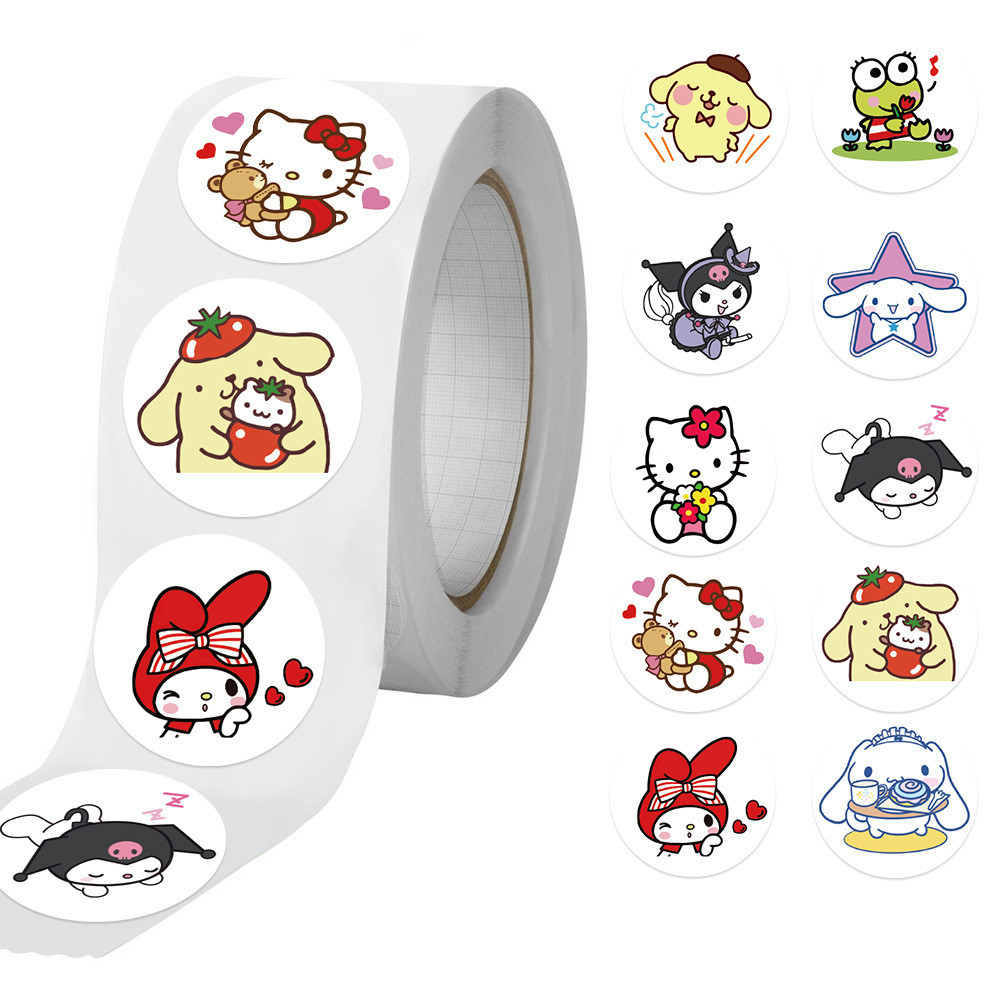 500 pcs 10 images Sanrio Cartoon Stickers Roll/Stickers Tape | Shopee ...