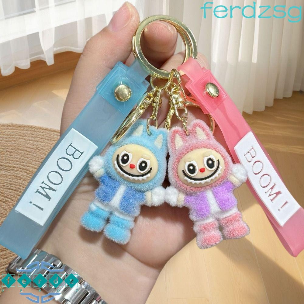 JENNIFERDZSG Pvc Labubu Pendant, 3D Kawaii Flocking Labubu Key Ring ...