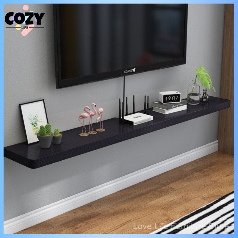 Solid wood flat panel TV wall shelf living room TV set-top box wall ...
