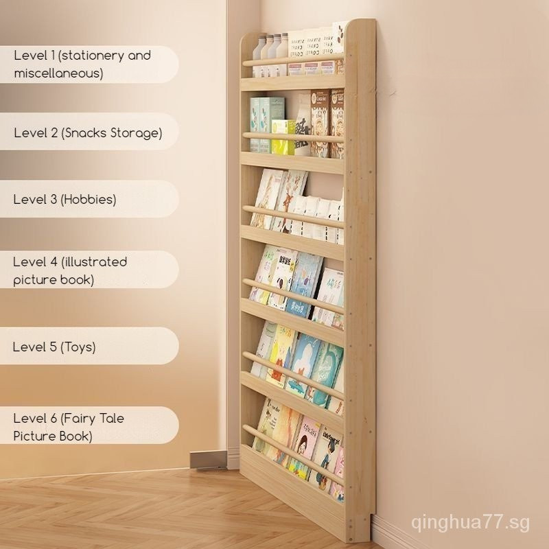 Thin Shelf Solid Wood Book Shelf Kids Book Shelf Baby Book Shelf Narrow ...