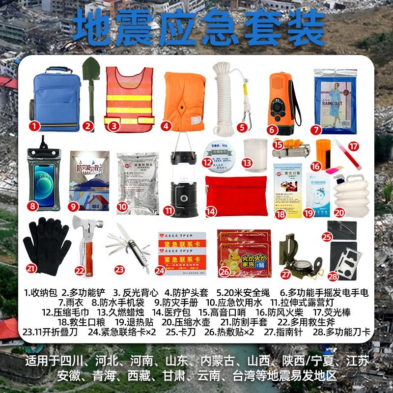 Earthquake Emergency Rescue Kit Civil Defense First Aid Kit Disaster ...