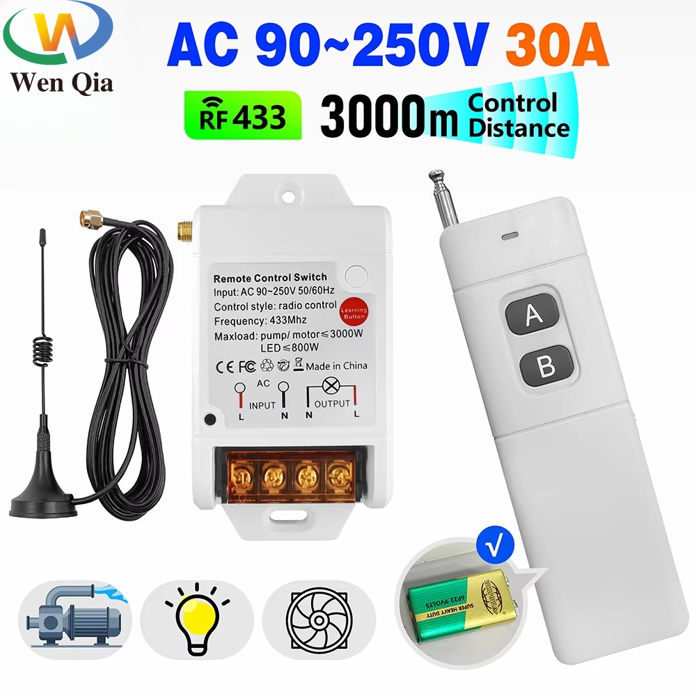 RF Wireless Pump Remote Control Switch 110V 220V 30A 433Mhz Relay ...