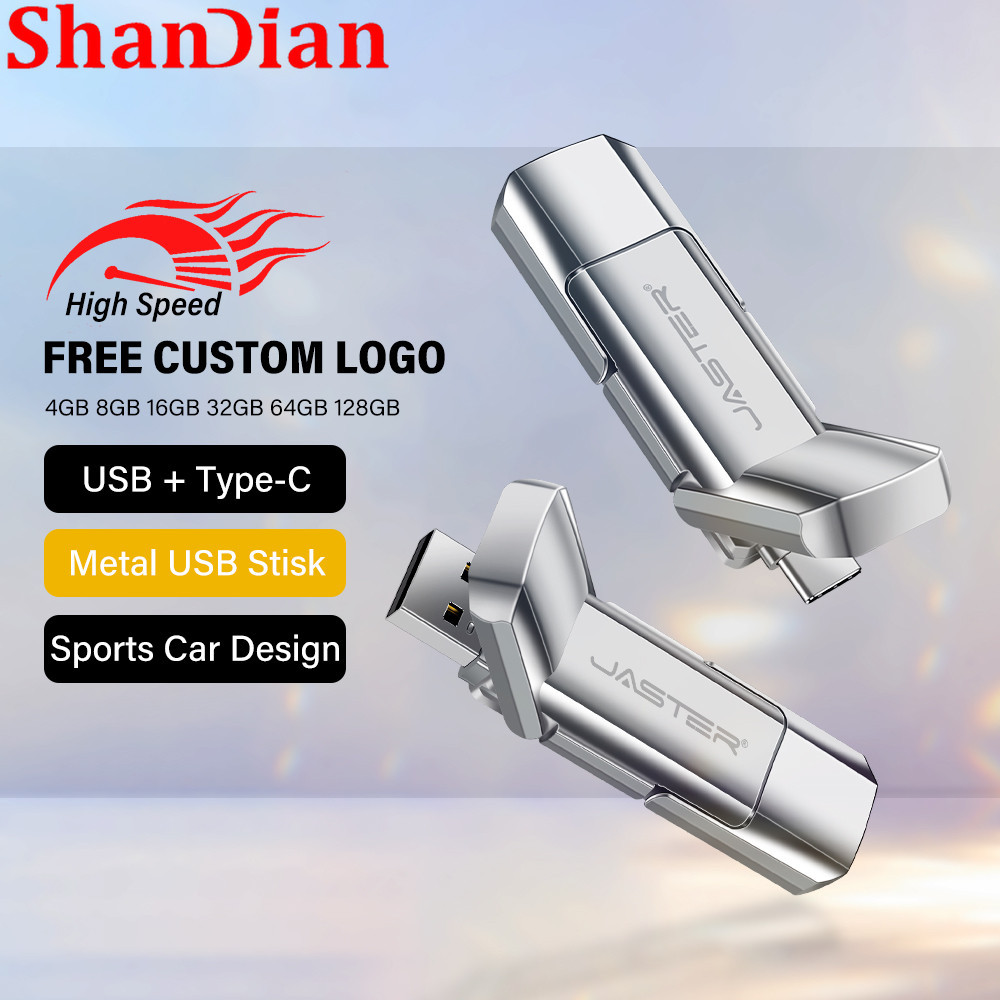 SHANDI Metal USB 2.0 Flash Drive 128GB Cute Silver Pen Drive 64GB 32GB ...