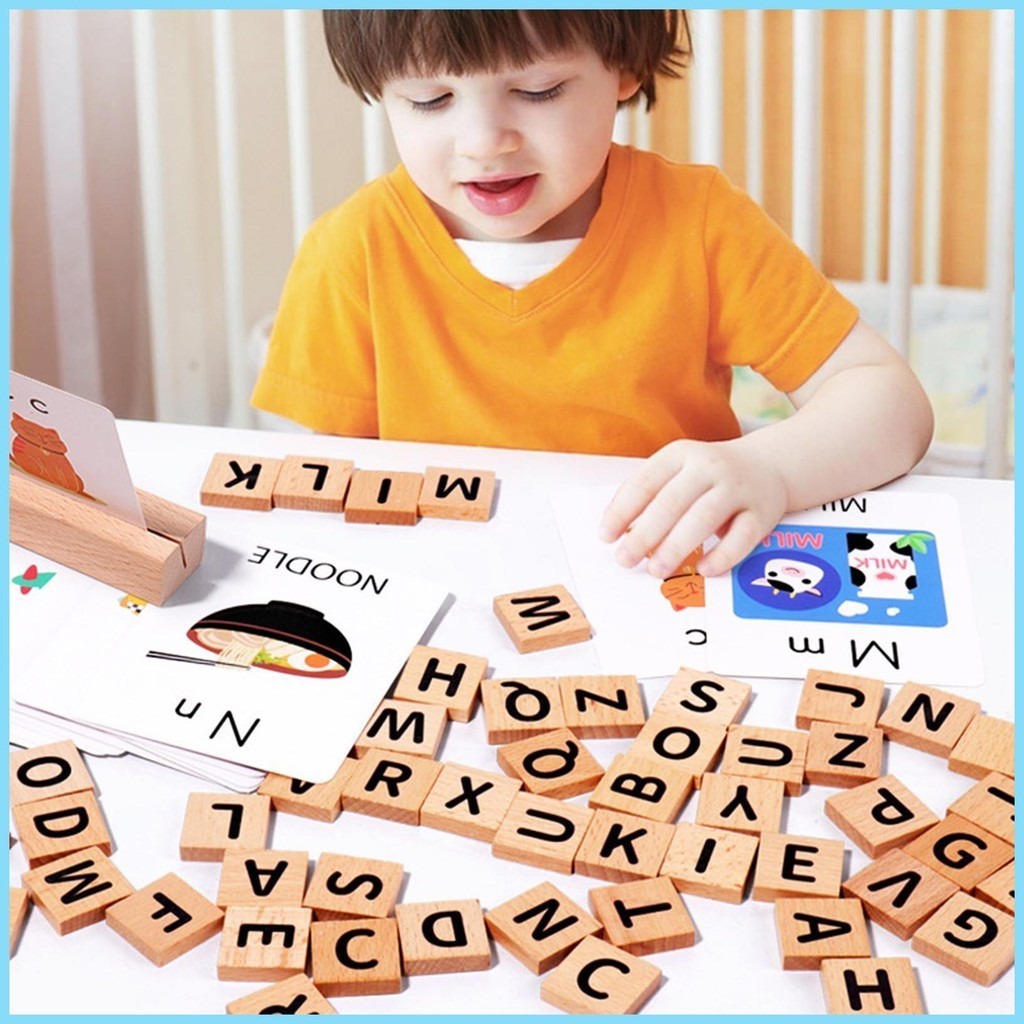 Blocks Spelling Game Children Matching Blocks Double-Sided Letter Cards ...