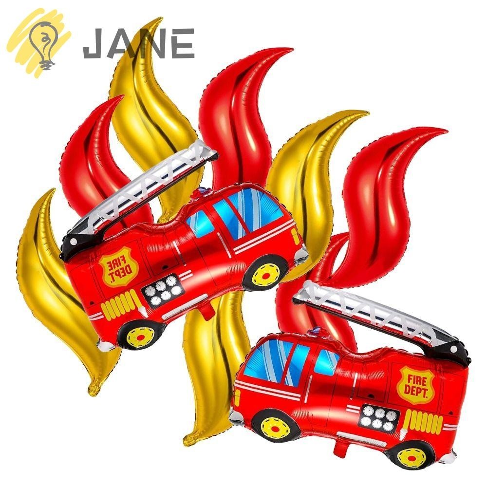 JANE Fire Truck Balloon, Foil Fire Truck Party Decorations, Birthday ...