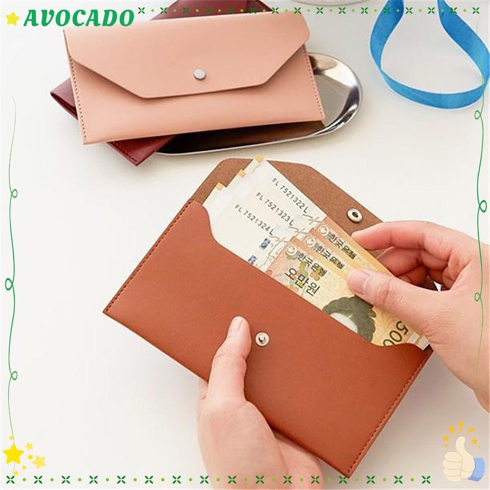 AVOCAYY Money Pouch Holder, PU Leather Ultra-thin Cash Envelope Wallet ...