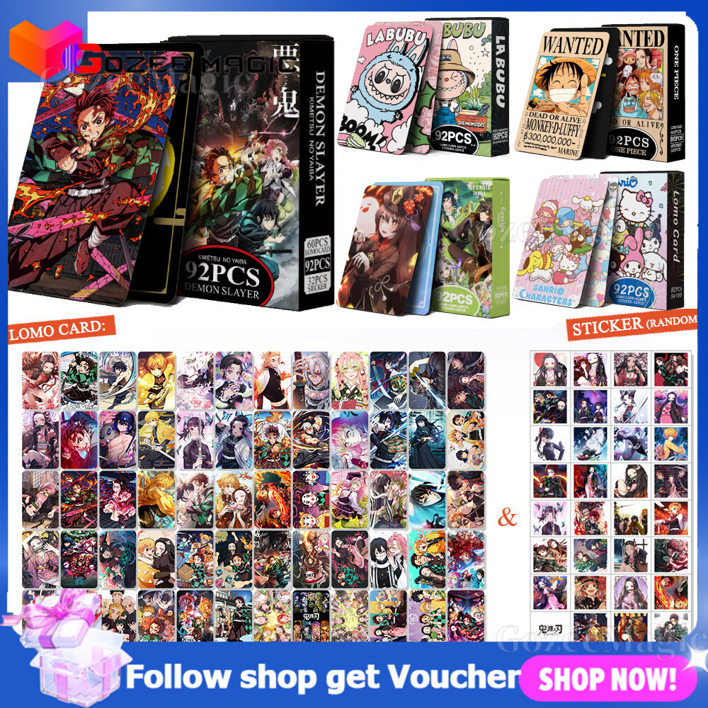 92pcs/Set Anime Lomo Card Stickers Toy Photo Sanrio Demon Slayer Labubu ...