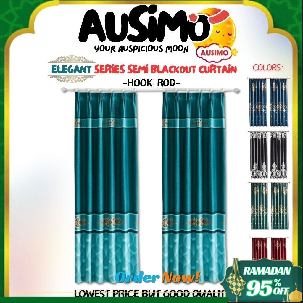 ELEGANT AUSIMO 120X220CM C116-C131 Langsir Semi Blackout Curtains Door ...