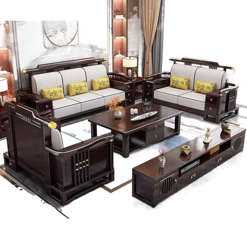 J-H/New Chinese Style Solid Wood Sofa Set Modern Chinese Simple Zen ...