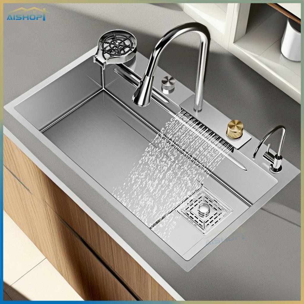 [SG Seller]304 stainless steel silver waterfall nano kitchen sink ...