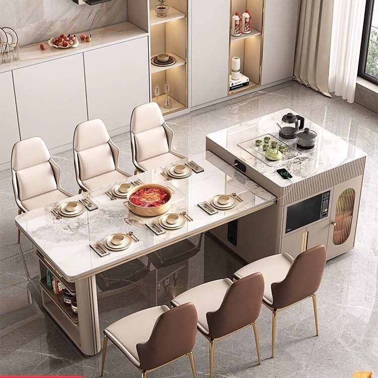HY-6/Stone Plate Kitchen Island Dining Table Integrated Modern Simple ...