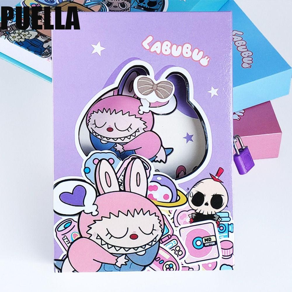 PUELLA Notebook With Key Lock, Kawaii Color Page Labubu Diary Notepad, Cute School Supplies ...